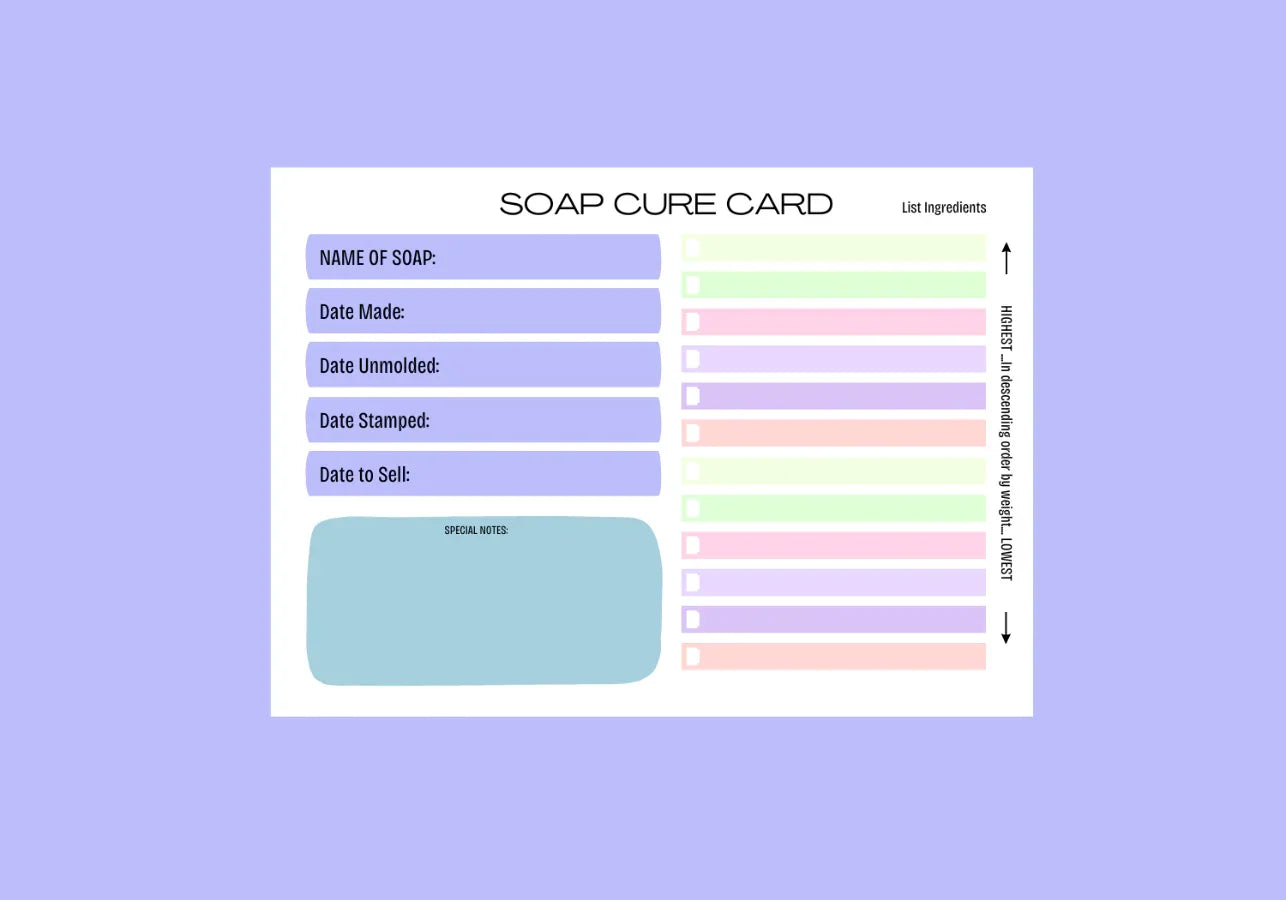 Soap Cure Card PDF – Simply Soap